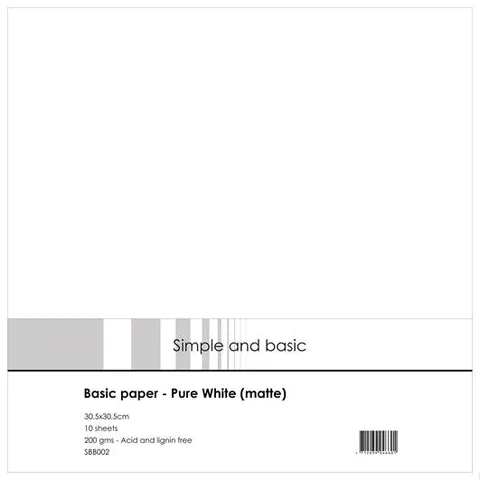 Simple and basic "Basic Paper - Pure White (matte) SBB002 30x30 cm ...