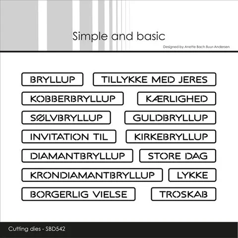 Simple and Basic die "All-in-one Plate - Bryllup" SBD542 - Simple and Basic Dies - LARSEN HOBBY